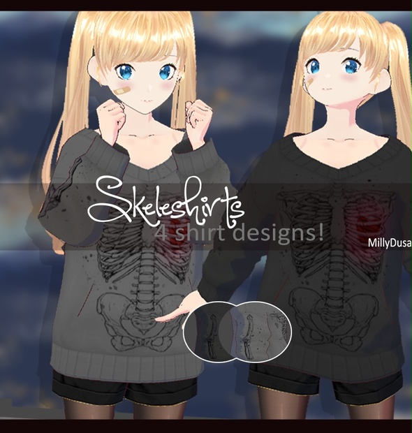 Skeleshirt 【VROID SWEATER SHIRT】FREE - MillyDusa - BOOTH