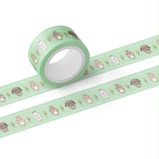 もじもじうさ〜ずマスキングテープ(グリーン) - Musée des Rêves Mimi - BOOTH