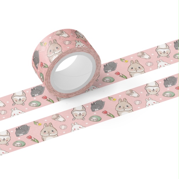 もじもじうさ〜ずマスキングテープ(ピンク) - Musée des Rêves Mimi - BOOTH