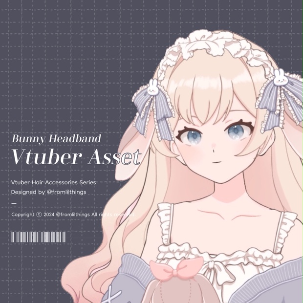 [Live2Dアイテム] Rigged Bunny Headband, Live2D asset, VTuber Item, Live2D Item, Live2D Asset, Vtuber ...