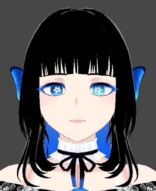 【VRoid】 black & blue hair 黒と青 ヘア (+butterfly ear) - sonohoka - BOOTH
