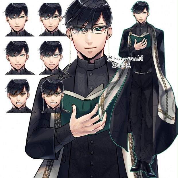 TRPG等立ち絵販売【無料/股上/全身】神父【表情3種×眼鏡差分】 - Azuma小売屋-Character Sales for tRPG - - BOOTH