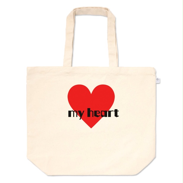 トートバッグ myheart - きみどり 緑とオレンジ - BOOTH