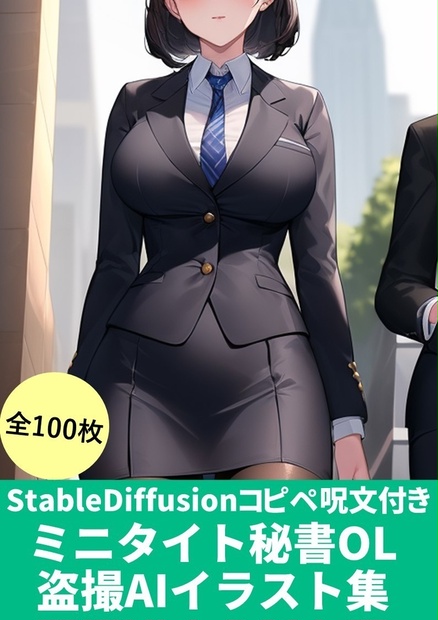 【StableDiffusionコピペ呪文付き】(タイトミニ巨乳秘書OL盗撮AIイラスト集)100枚 - イラスト大賢者 - BOOTH