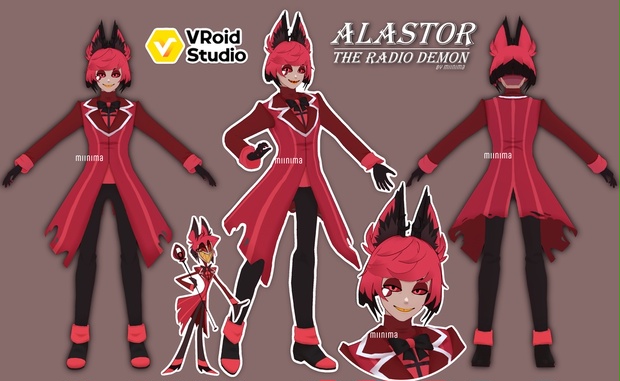 Hazbin Hotel's Alastor VRM + VROID model and textures - miinima - BOOTH