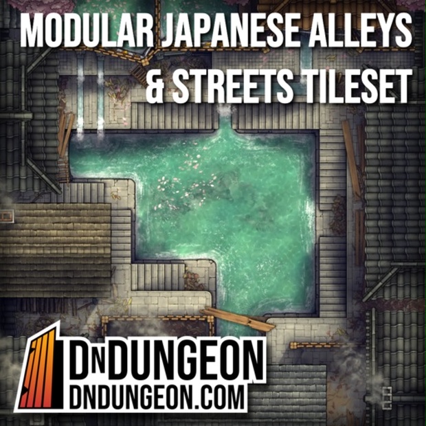 モジュラー日本風路地・街路タイルセット - TRPG/D&D バトルマップ素材 - DnDungeon - BOOTH