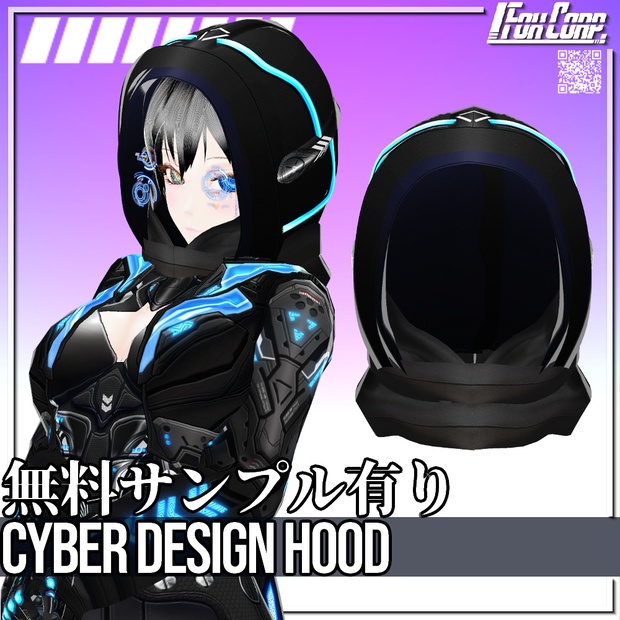 VRoid用 4色展開 サイバーデザインフード - Cyber Design Hood 4Colors - Fox Corp. - BOOTH