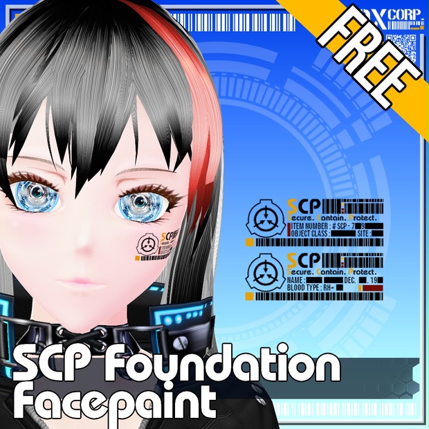 VRoid用 FREE! SCP財団フェイスペイント - SCP Foundation Facepaint - Fox Corp. - BOOTH