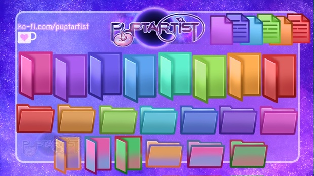 Gradient Desktop Folder and File icons for PC/Windows - puptartist - BOOTH