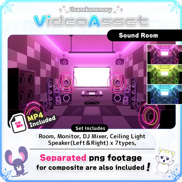Sound Room illustration【Vtuber's Video assets】 - Usanekomemory-EN- - BOOTH