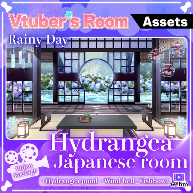 Japanese-style room full of hydrangeas【Background Created by Usanekomemory】 - Usanekomemory-EN ...