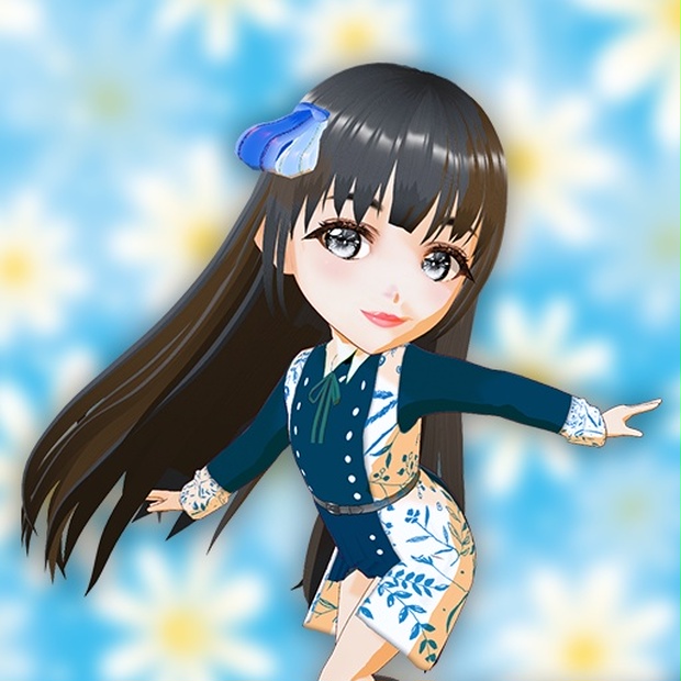 【VRM】青いリボンのちびキャラ - chibiavatar - BOOTH