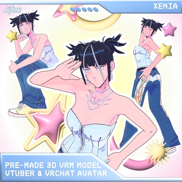 Xenia Y2K Pre-made 3D VRM Model | VTuber & VRChat Avatar【3Dモデル】 - ☆ LYROID ☆ - BOOTH