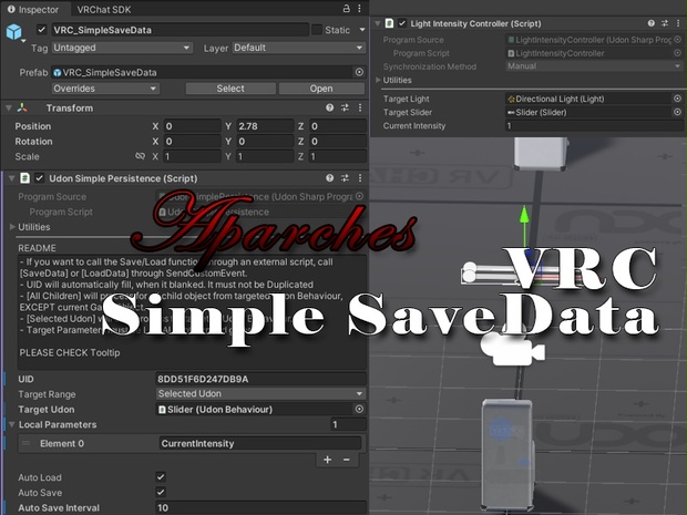 [VRC/Udon] Simple Save Data (Persistence) - Aparche Laboratory - BOOTH