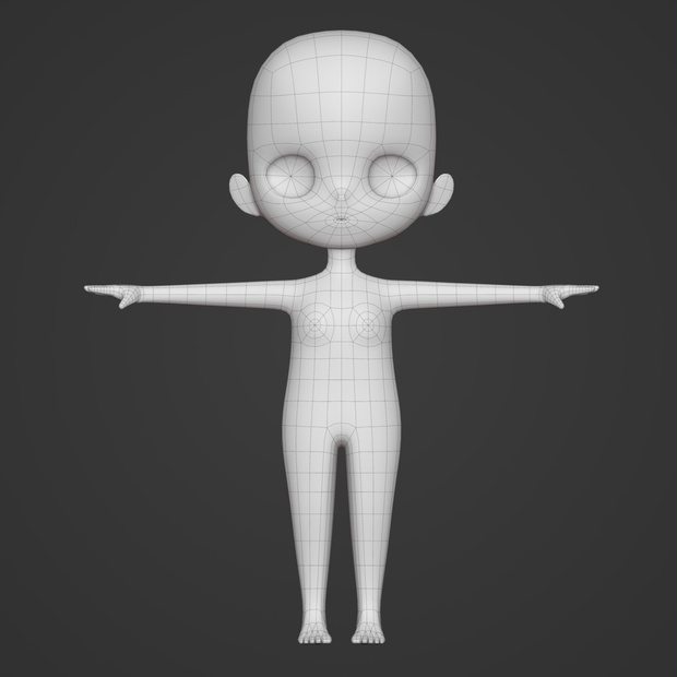 【無料】ちびキャラ素体モデル（Blenderファイル） - Kui Creations - BOOTH