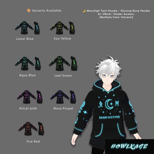 FREE VRoid Hoodie – MoonSigil Glowing Rune Techwear (VTuber Outfit ...