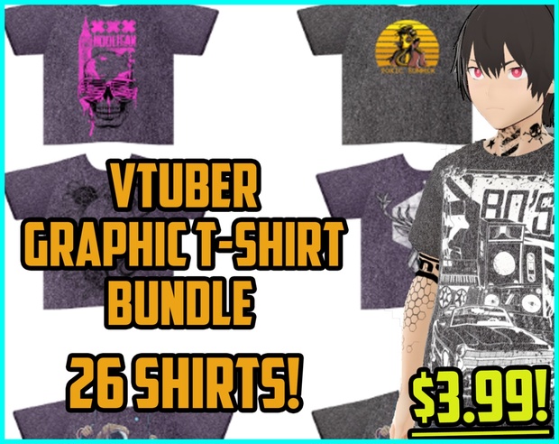 Vtuber Graphic T-shirt Combo! 26 Uniquely Custom Designed Shirts. With ...