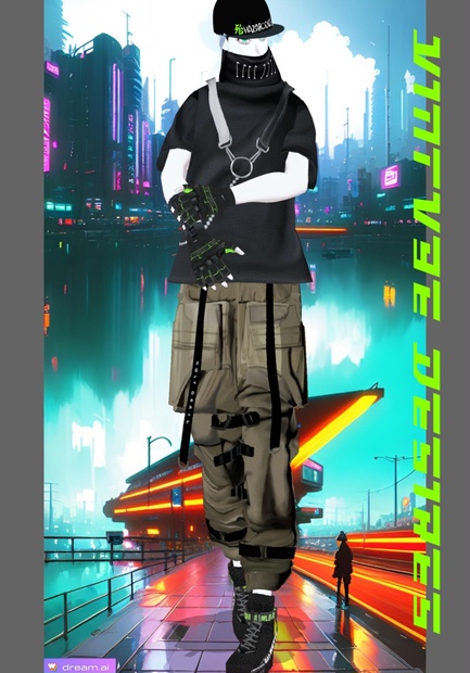 Tan Neon Hazardous Vintage Tech-wear Set - vintvgedesires - BOOTH