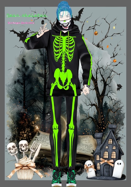 Neon Skeleton Rave Tech - vintvgedesires - BOOTH