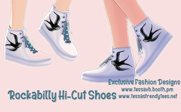 Rockabilly Swallow Shoes - VROID hi-cut shoe texture - Tessa's Trendy ...