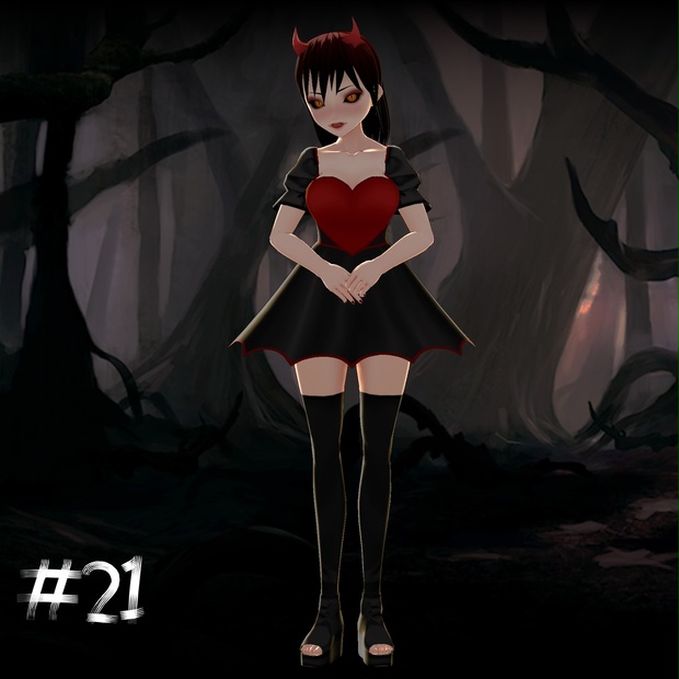#21 ~ Free Devil Dress for VRoid Studio - RainUnderMyEyes - BOOTH
