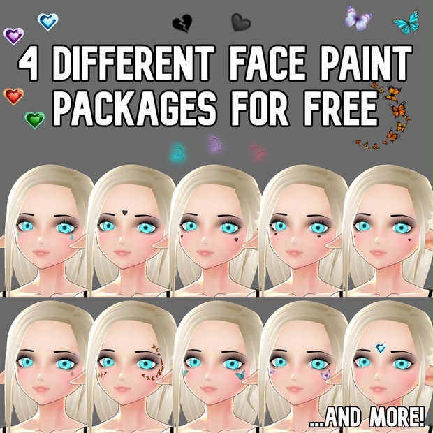 Free Face Paint Package for VRoid - RainUnderMyEyes - BOOTH