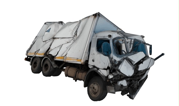 Derelict small cargo van amid debris - heroicgraphix - BOOTH