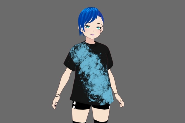 Blue and Black Vroid T Shirt - lunargabriel - BOOTH