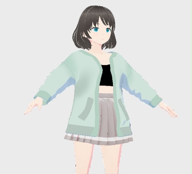 Messy Green Cardigan (Vroid) - ikuayo - BOOTH