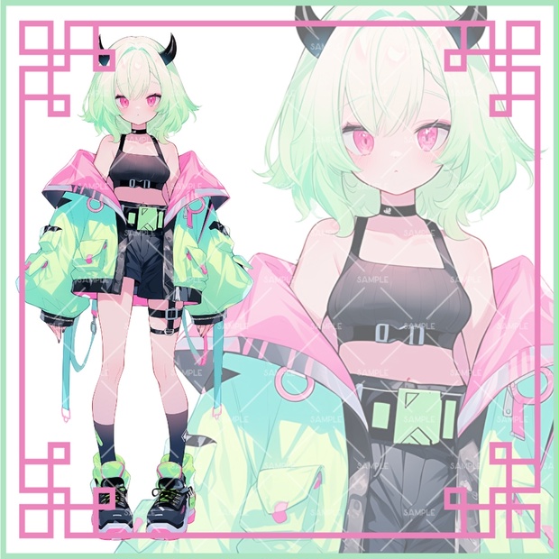 《No.30》立ち絵素材_サイバーパンク_女の子_角 - - Mimi Minette - 素材屋 - BOOTH