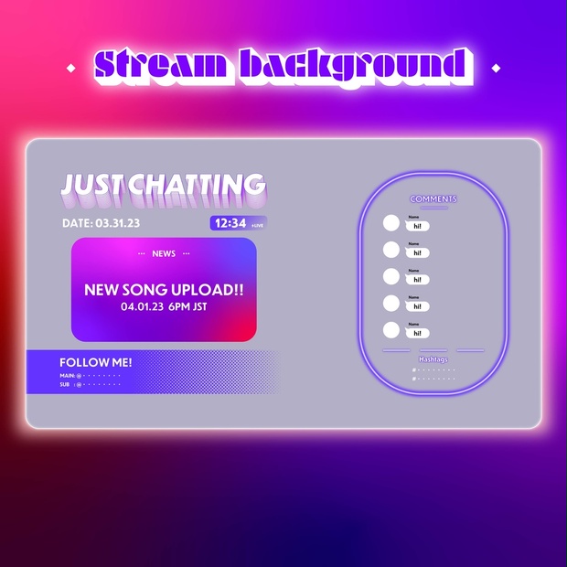 𝑺𝒕𝒓𝒆𝒂𝒎 𝒃𝒂𝒄𝒌𝒈𝒓𝒐𝒖𝒏𝒅 𝟎𝟐 #Just chatting - 京極冬 - BOOTH