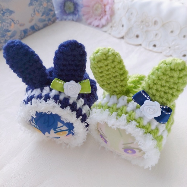 おまんじゅう着ぐるみ うさ耳 紺色 薄黄緑色 - miyaあむあむ - BOOTH