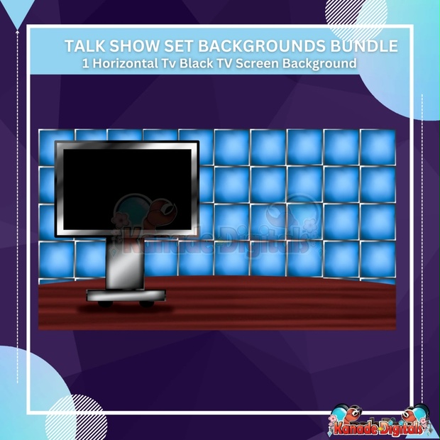 Talk Show Set With TV Screen Background Vtuber Live2d Virtual Youtuber ...