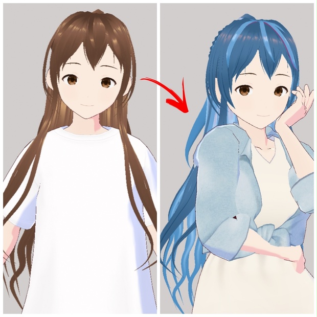[Vroid] Curly Long Hair Preset_by ELI - ELI Shop - BOOTH