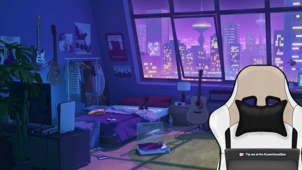 VTuber Gaming Chair - Black/Tan/White - visualllee - BOOTH