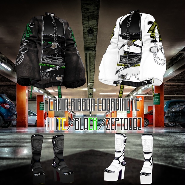 【Vroid texture】chain ribbon COORDINATE/WHITE/BLACK/ZEPTO002 - ZEPTO002 ...