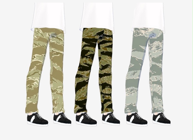 VRoid Camo Cargo Pants (Tiger Stripe) 迷彩カーゴパンツ - Ronson Based Items - BOOTH