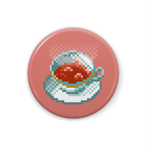 アツアツの紅茶の缶バッジ - 市松メディウム - BOOTH