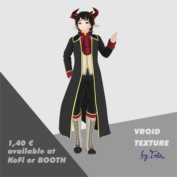 [VRoid] Long Coat - Dark-Red - tato-toshi - BOOTH