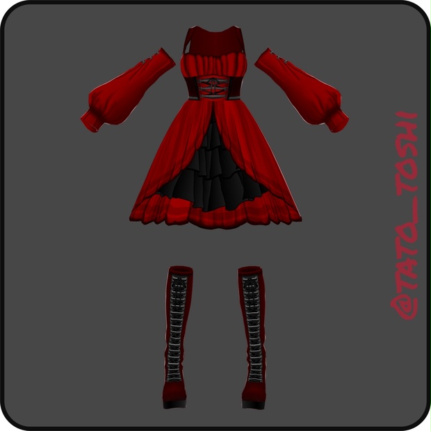 [Vroid] Red-Dress ワンピース - Tato Arts&More - BOOTH
