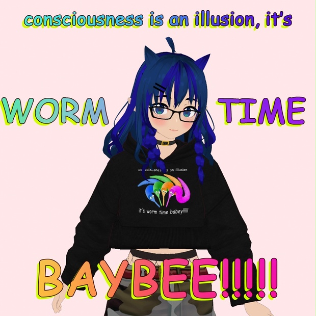 WORM ON A STRING Meme Cropped Sweatshirt - Ren's Content - BOOTH