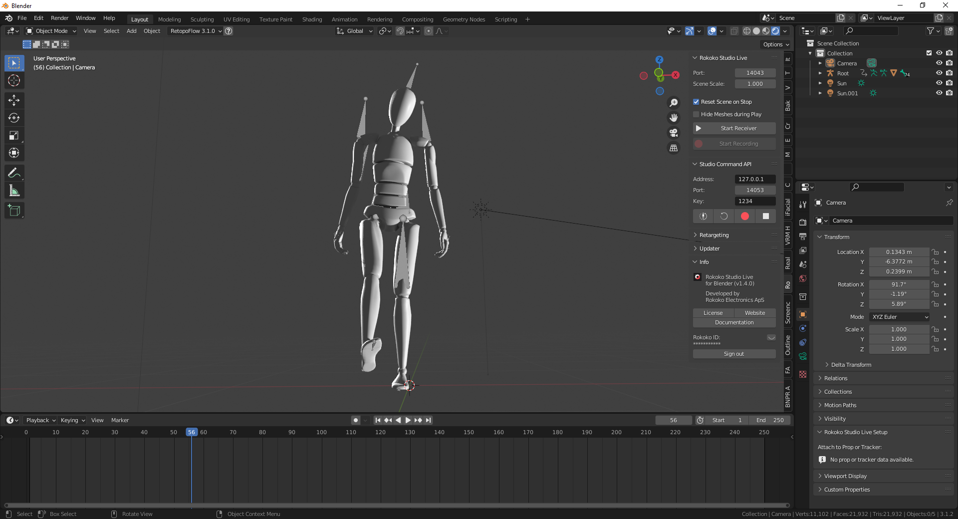 12-Count Simple Kicking Mocap Animation (Rokoko Captured) - Kana Fuyuko ...