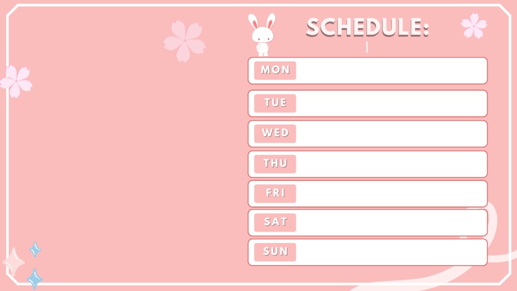 Sakura Stream Schedule Template (trial sale)***Includes CANVA***Blank ...