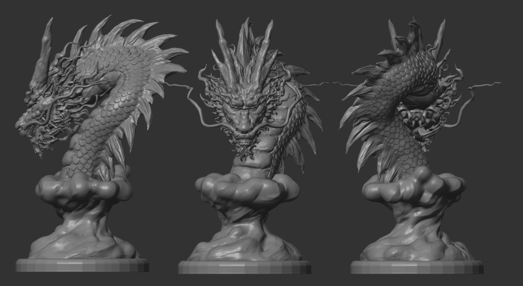 龍（3Dモデル、3Dプリンタ用、ZBrush用） - モチキラスタジオ - BOOTH
