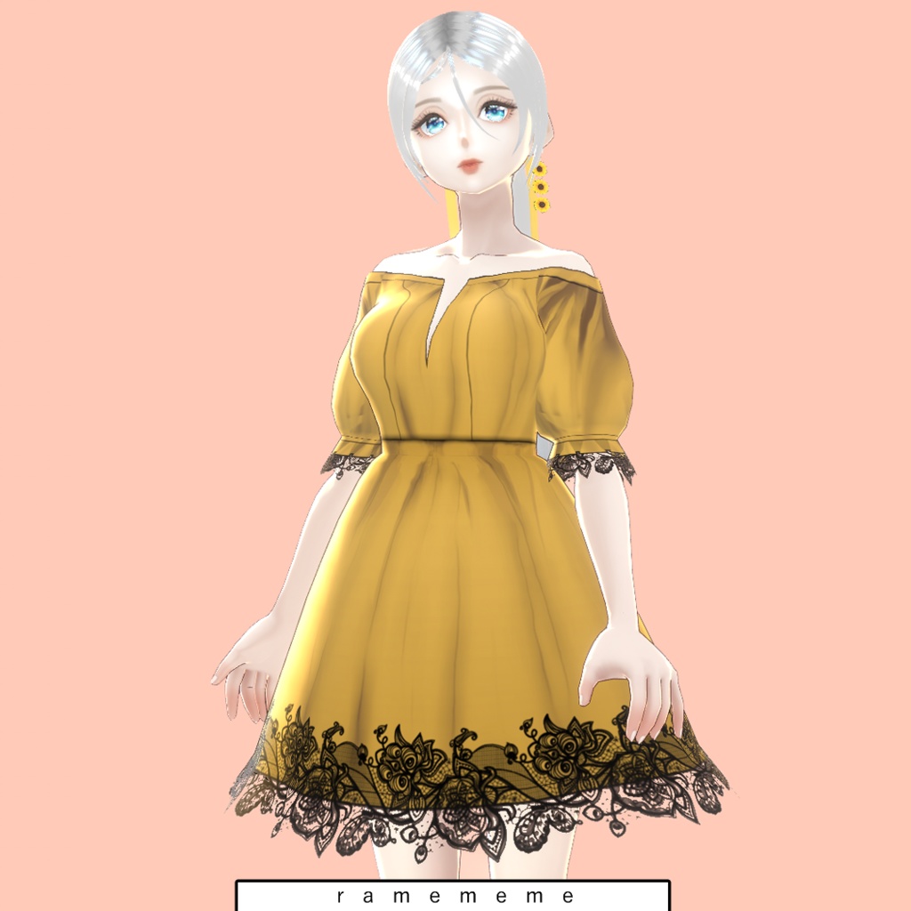 【VRoid】 Lace Dress Off-Shoulder - ramememe - BOOTH