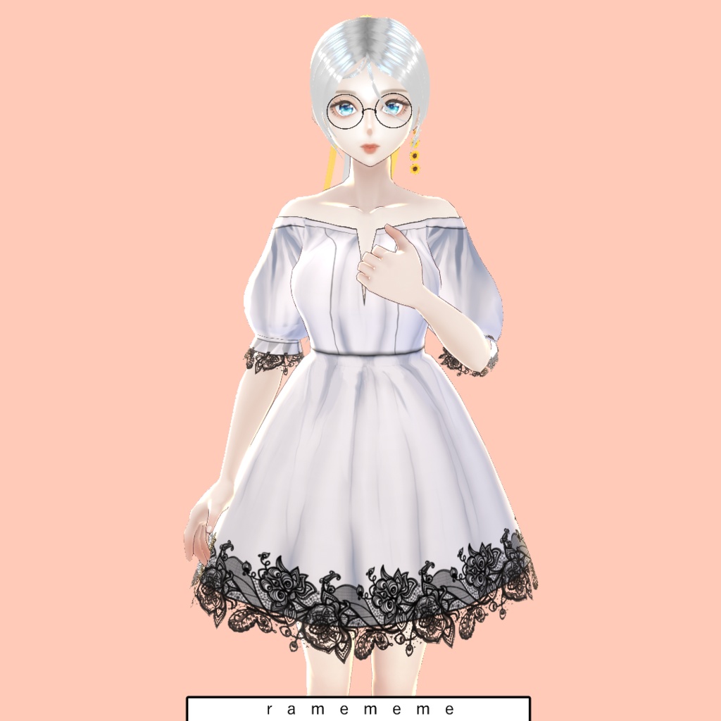 【VRoid】 Lace Dress Off-Shoulder - ramememe - BOOTH