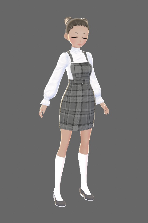 VRoid Plaid Overalls Dress - Bunty Bee - BOOTH