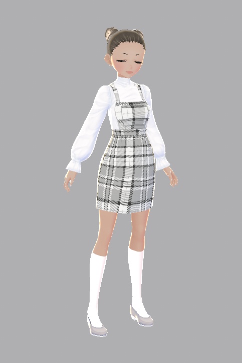 VRoid Plaid Overalls Dress - Bunty Bee - BOOTH