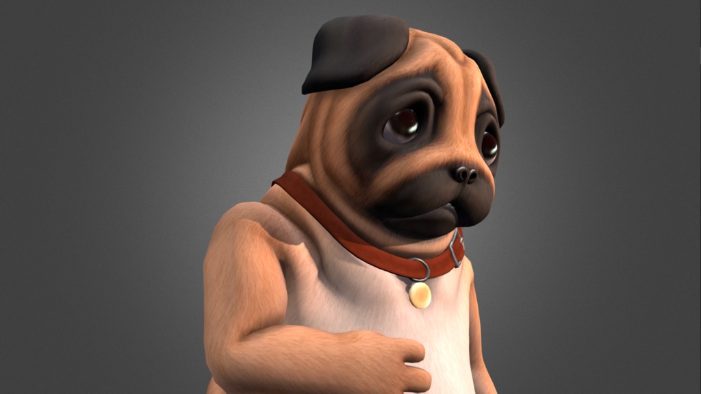 Wrinkly Pug - 3D Model for VRChat - greatdogdoggo - BOOTH