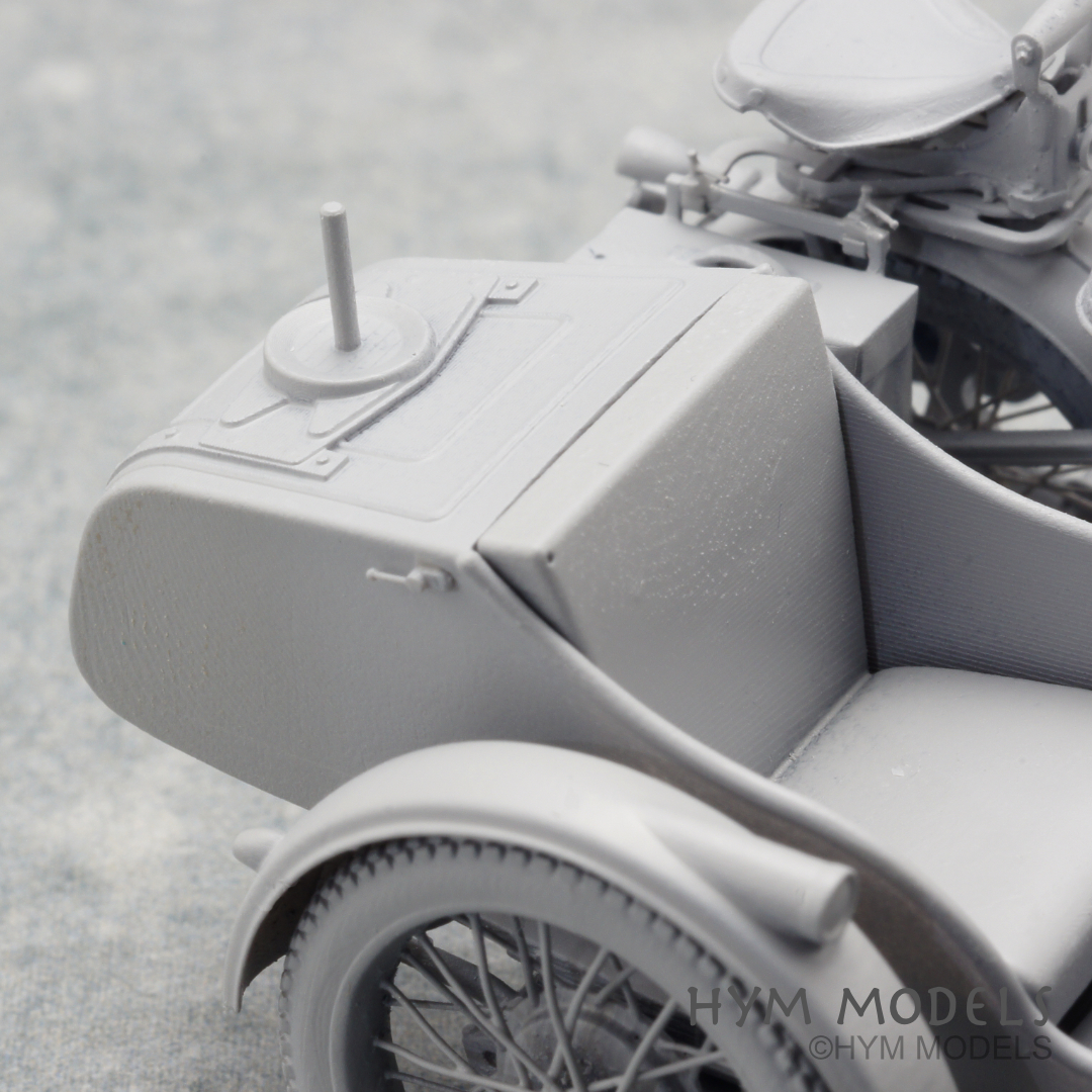 1:35 WWII German military motorcycle R12 & SIDECAR full kit in 3D resin (1 car) - HYM MODELS - BOOTH